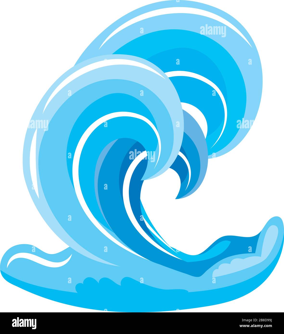 ocean waves with curling on white background vector illustration design ...