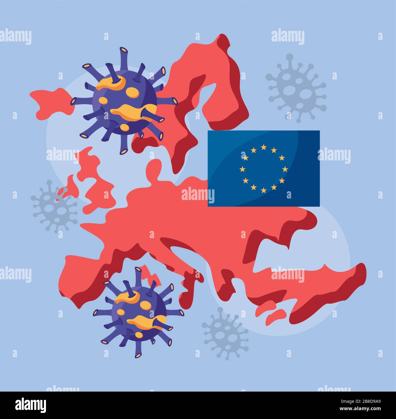 covid 19 particles and europe map with flag eu Stock Vector Image & Art ...