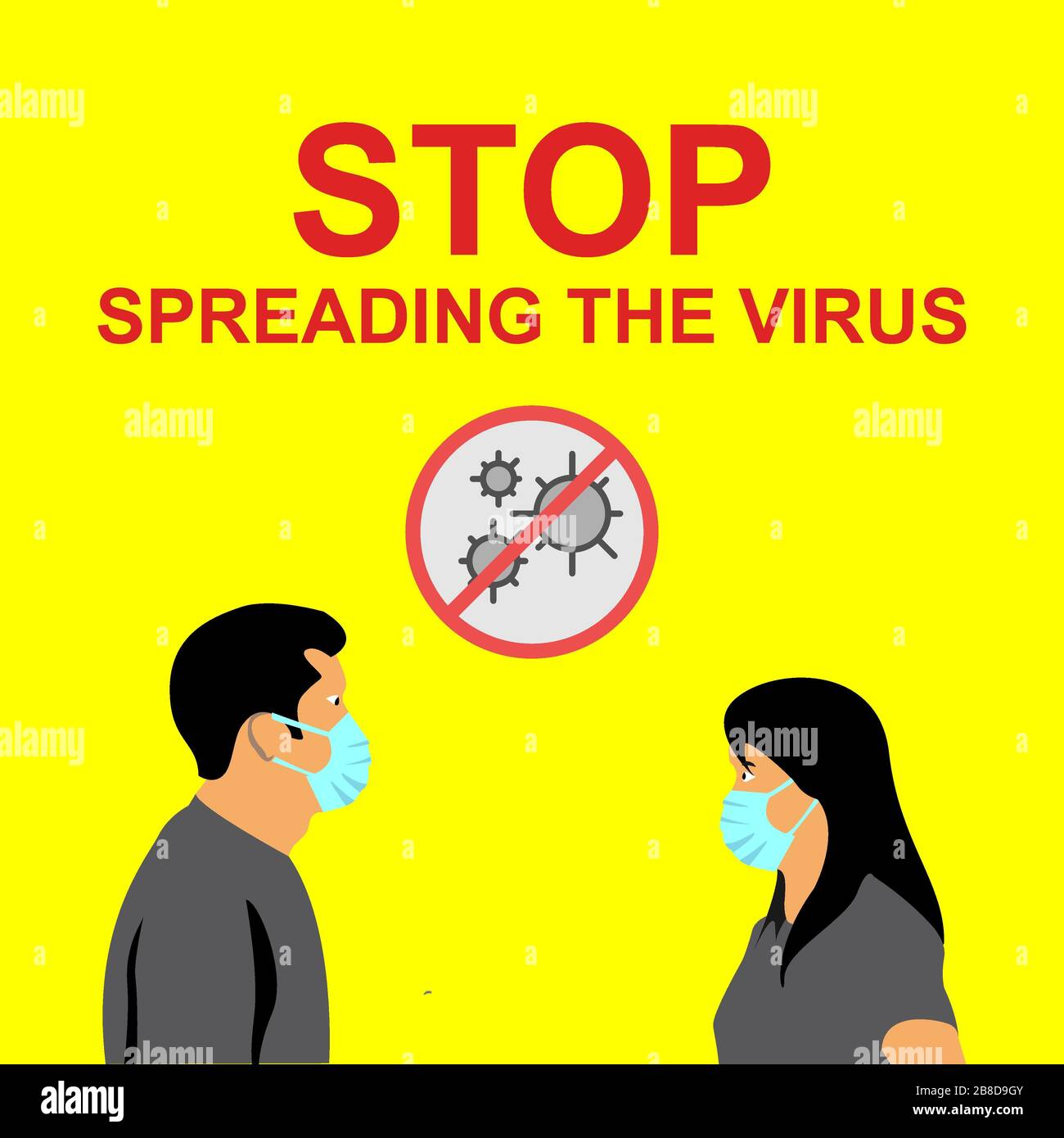 Stop spreading the virus. Prevention of corona virus.Illustration of ...