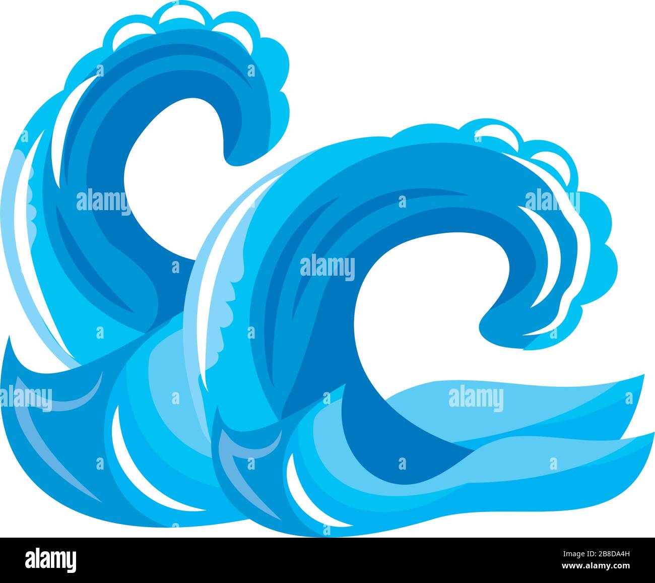 ocean waves with curling on white background vector illustration design ...