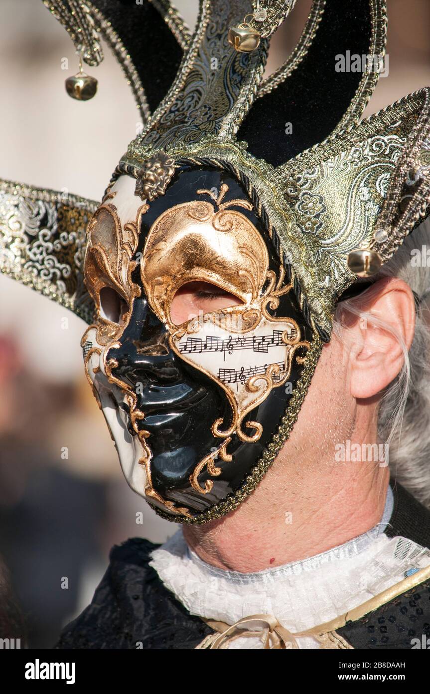 Colorful carnival masks at a traditional festival in Venice, Italy ...