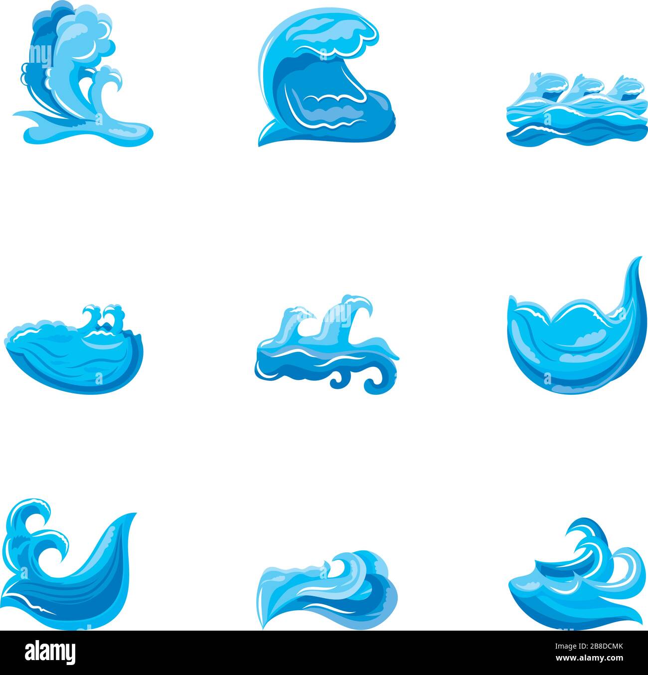 set of ocean waves with curling vector illustration design Stock Vector ...