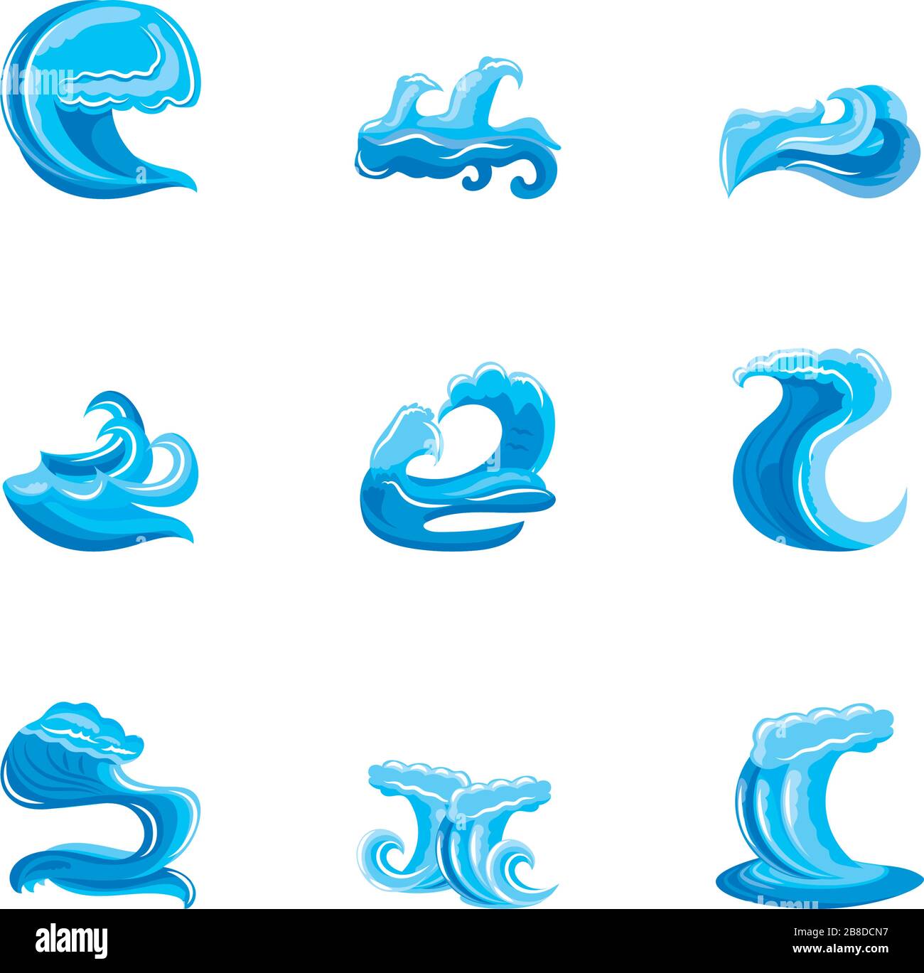 set of ocean waves with curling vector illustration design Stock Vector ...