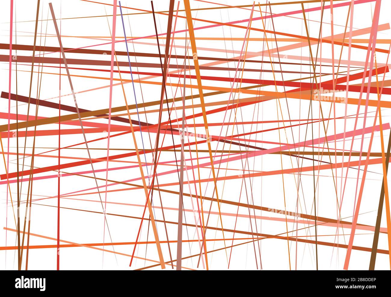 Colorful orange, red Abstract geometric art with random, chaotic lines. Straight crossing ...