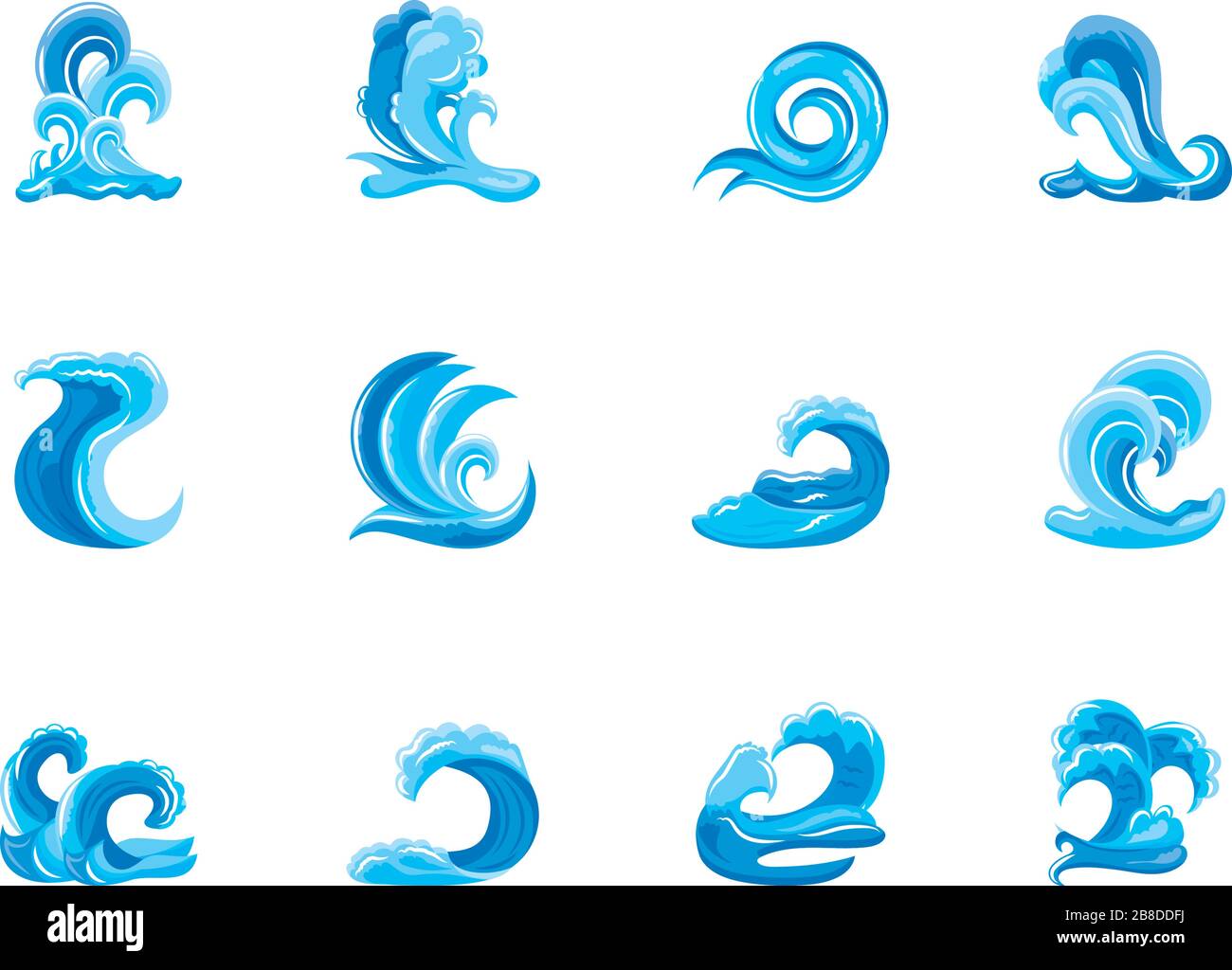 set of ocean waves with curling vector illustration design Stock Vector ...