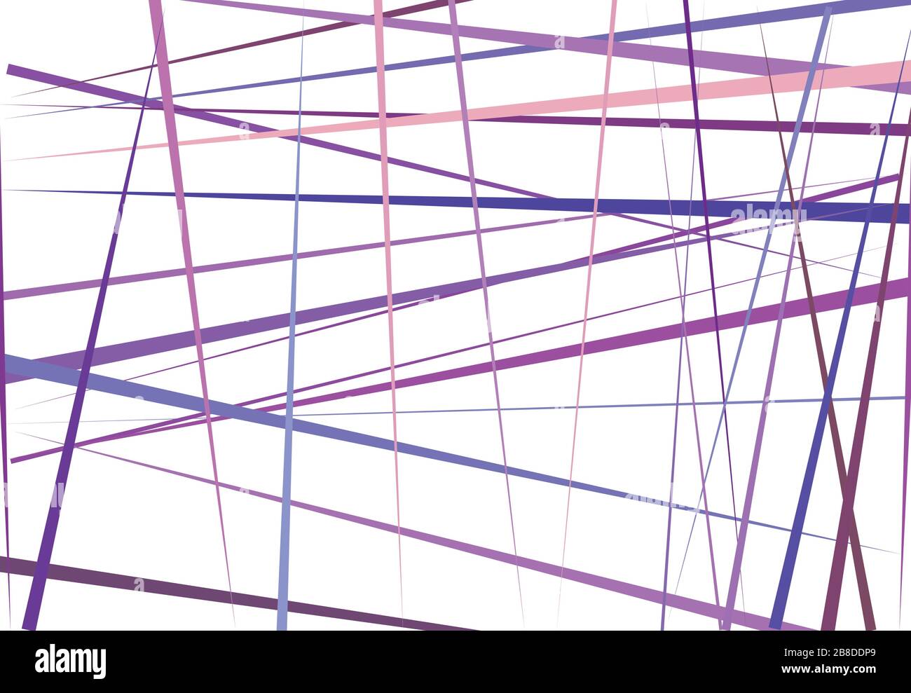 Colorful purple, lilac Abstract geometric art with random, chaotic lines. Straight crossing ...