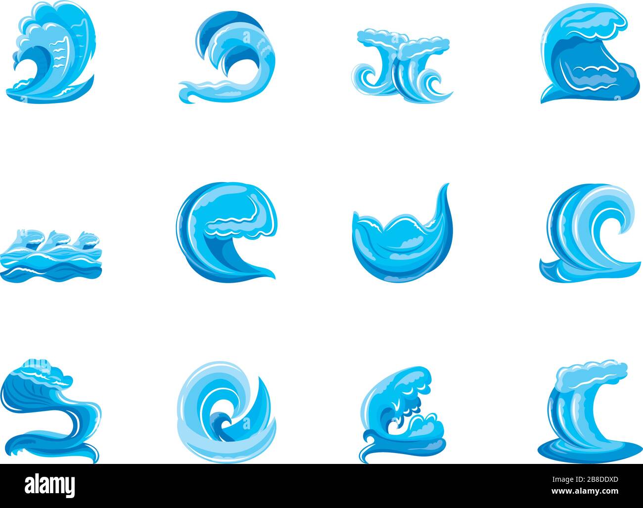 set of ocean waves with curling vector illustration design Stock Vector ...