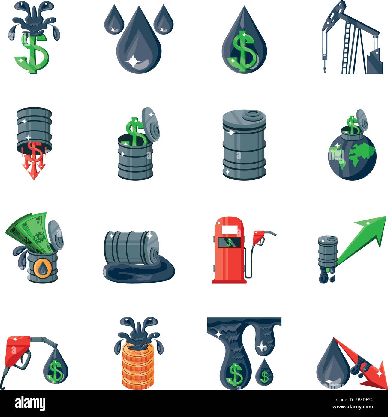 set of icons oil price on white background vector illustration design ...