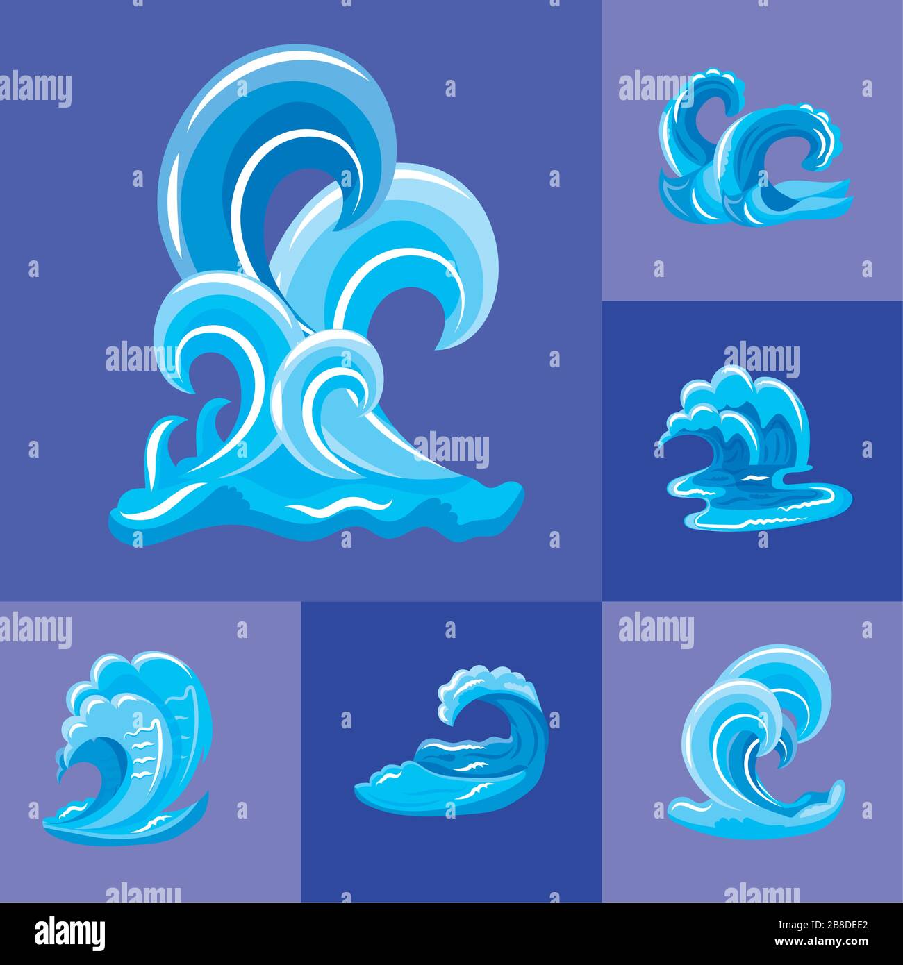 set of ocean waves with curling vector illustration design Stock Vector ...
