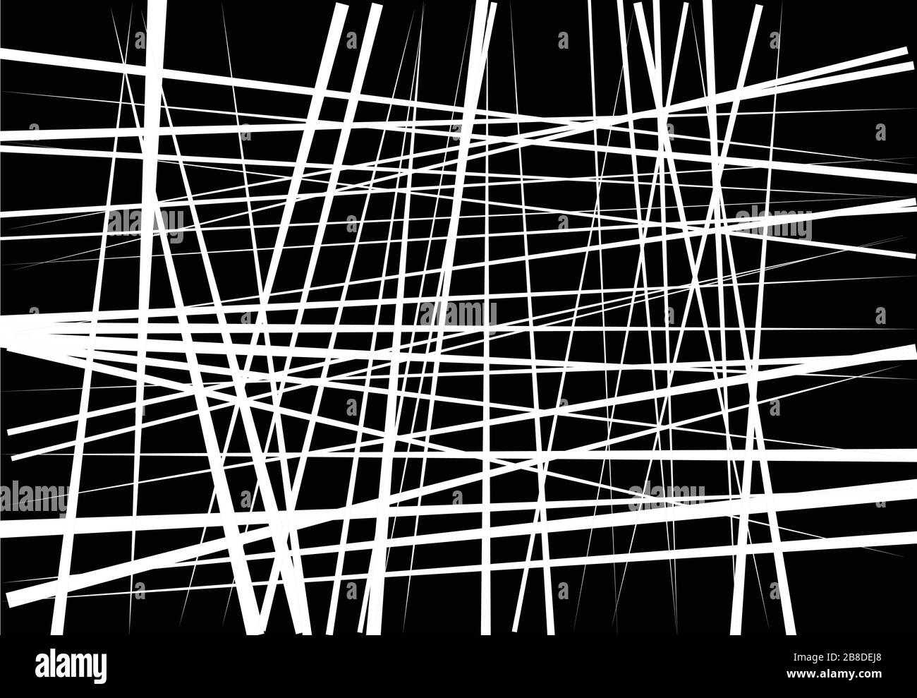 Abstract geometric art with random, chaotic lines. Straight crossing, intersecting lines texture ...