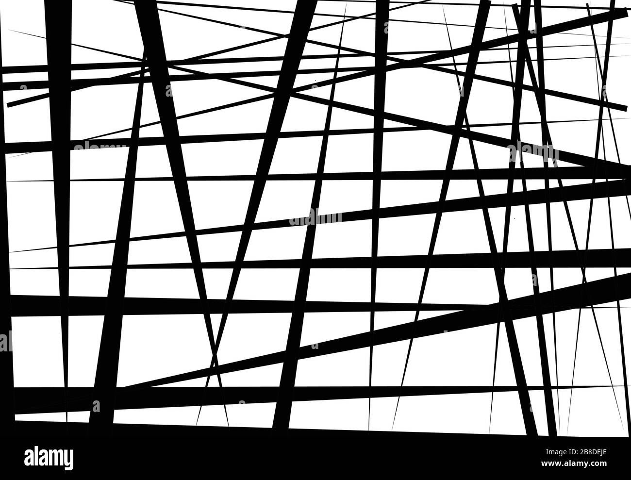 Abstract geometric art with random, chaotic lines. Straight crossing, intersecting lines texture ...