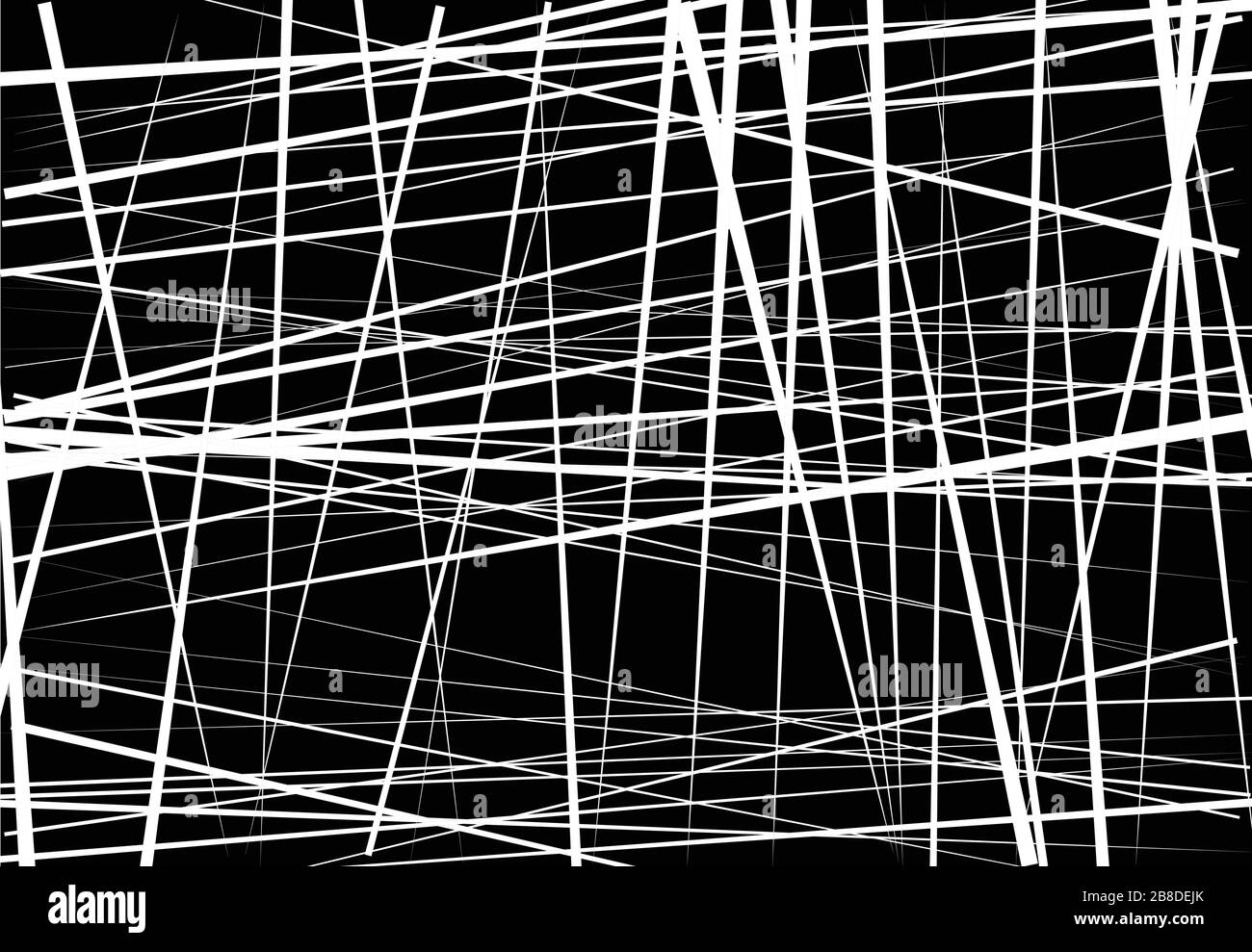 Abstract geometric art with random, chaotic lines. Straight crossing, intersecting lines texture ...