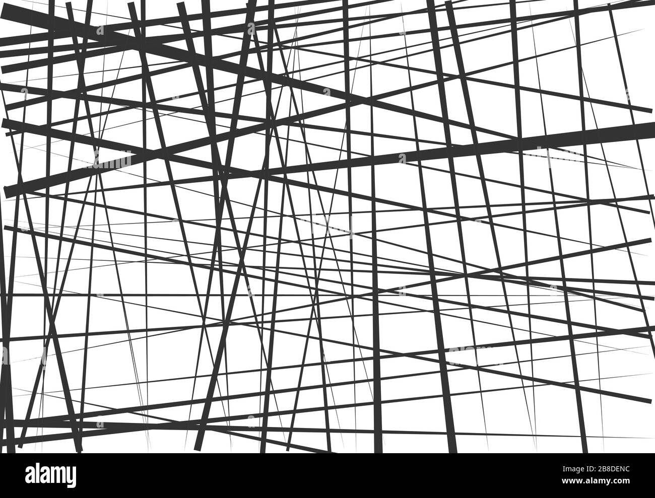 Abstract geometric art with random, chaotic lines. Straight crossing, intersecting lines texture ...