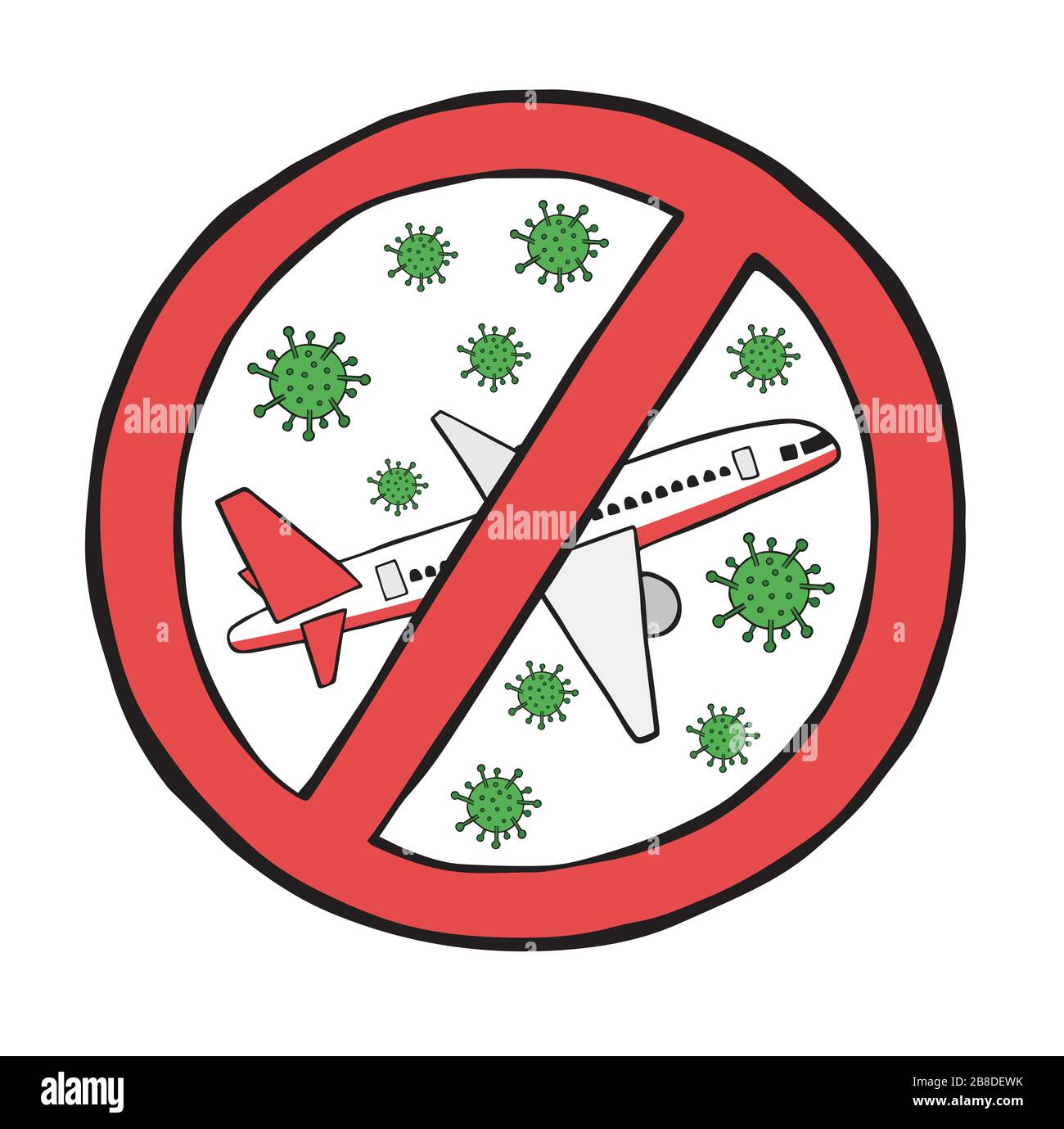 Hand drawn vector illustration of Wuhan corona virus, covid-19. Travel ...