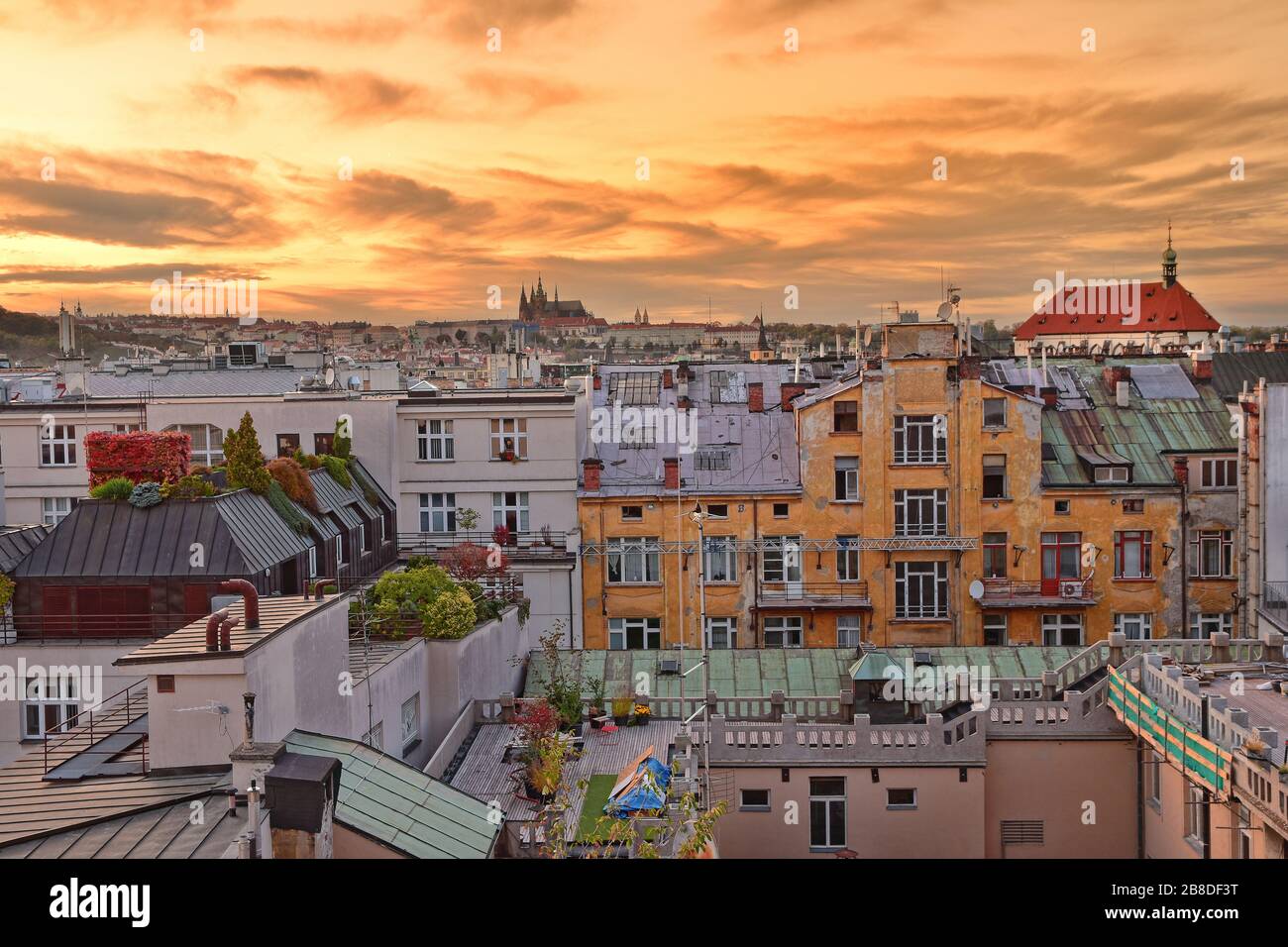 Visited the rooftop in Prague to capture beautiful sunset Stock Photo ...