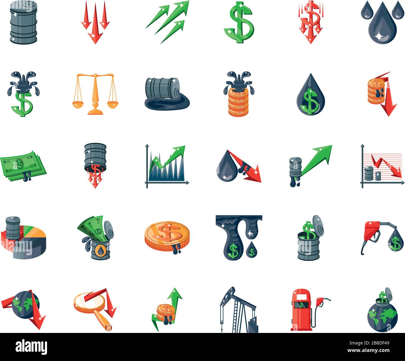 set of icons oil price on white background vector illustration design ...