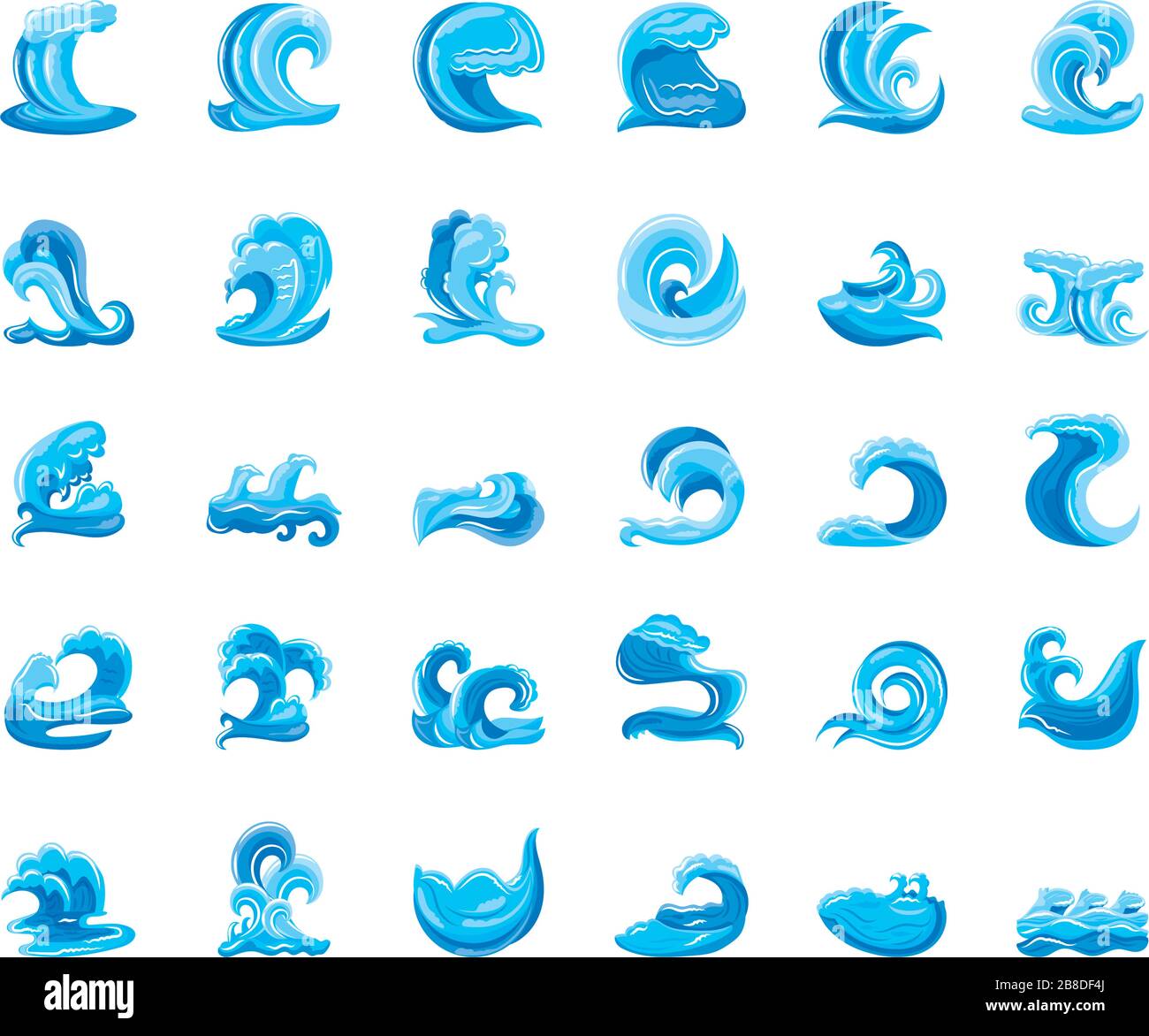 set of ocean waves with curling vector illustration design Stock Vector ...