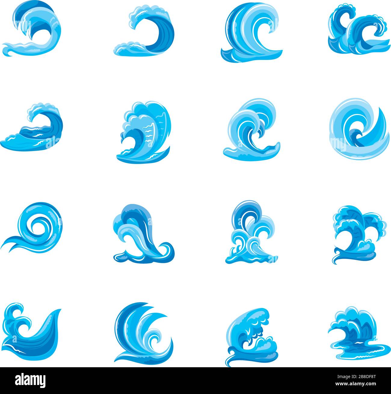 set of ocean waves with curling vector illustration design Stock Vector ...