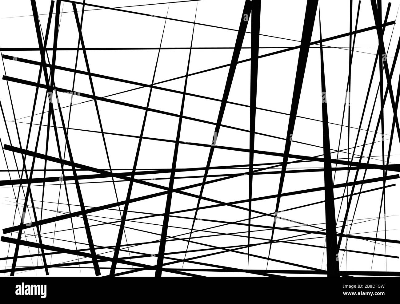 Abstract geometric art with random, chaotic lines. Straight crossing, intersecting lines texture ...