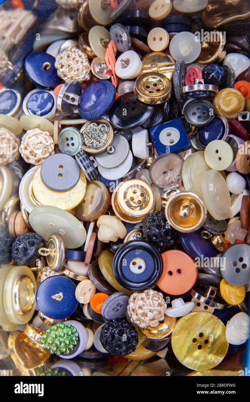 Variety of buttons for sale at Fleamarket at Mauerpark Stock Photo - Alamy