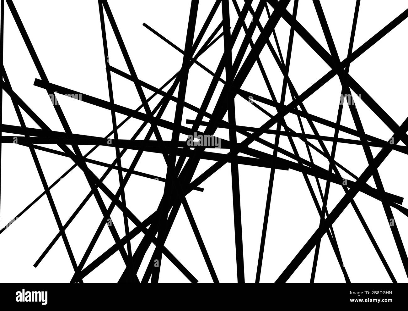 Abstract geometric art with random, chaotic lines. Straight crossing, intersecting lines texture ...