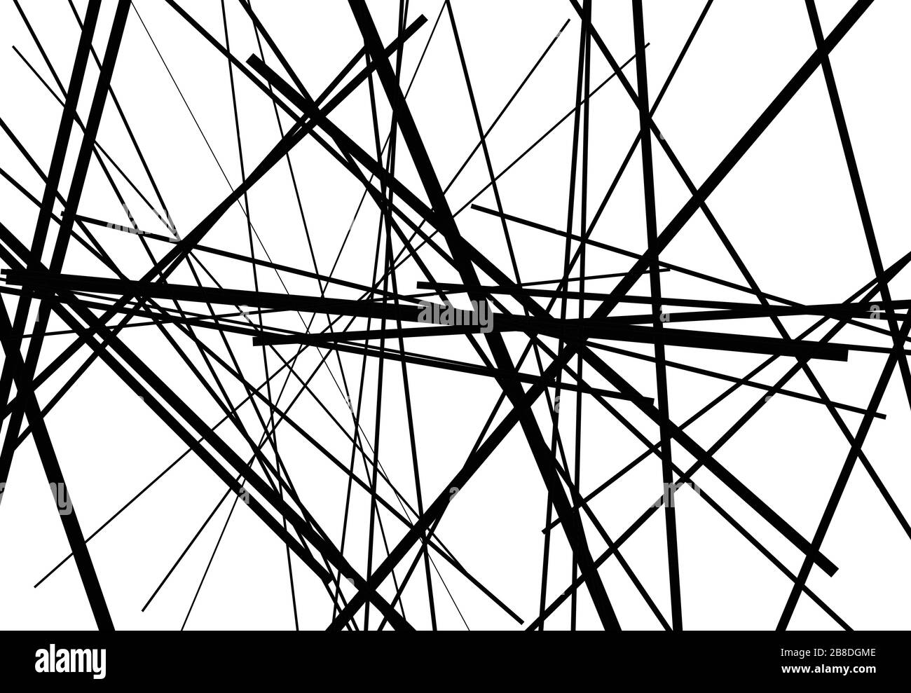 Abstract geometric art with random, chaotic lines. Straight crossing ...