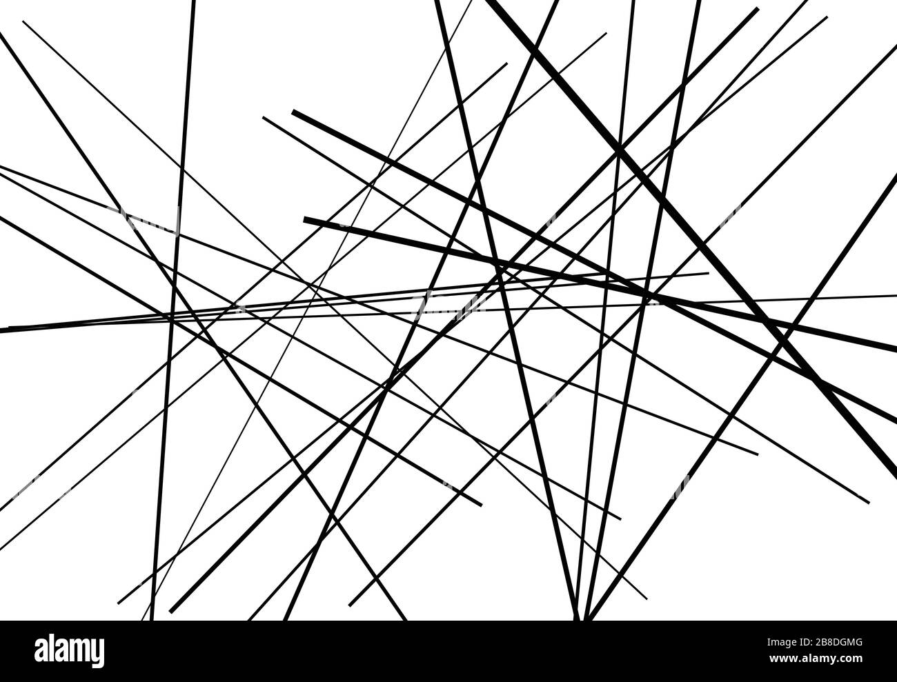 Abstract geometric art with random, chaotic lines. Straight crossing, intersecting lines texture ...