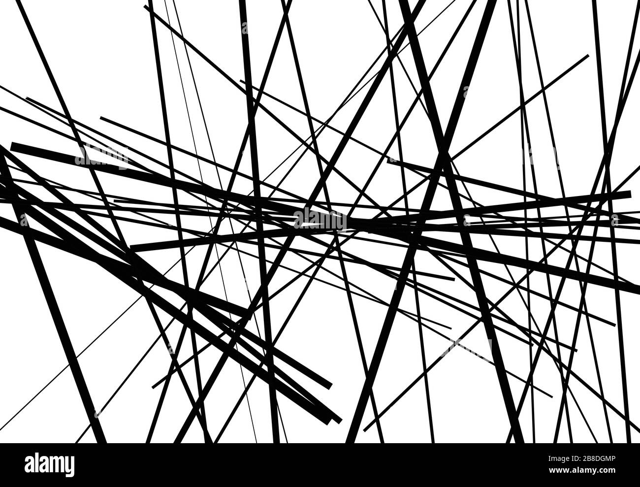Abstract geometric art with random, chaotic lines. Straight crossing, intersecting lines texture ...