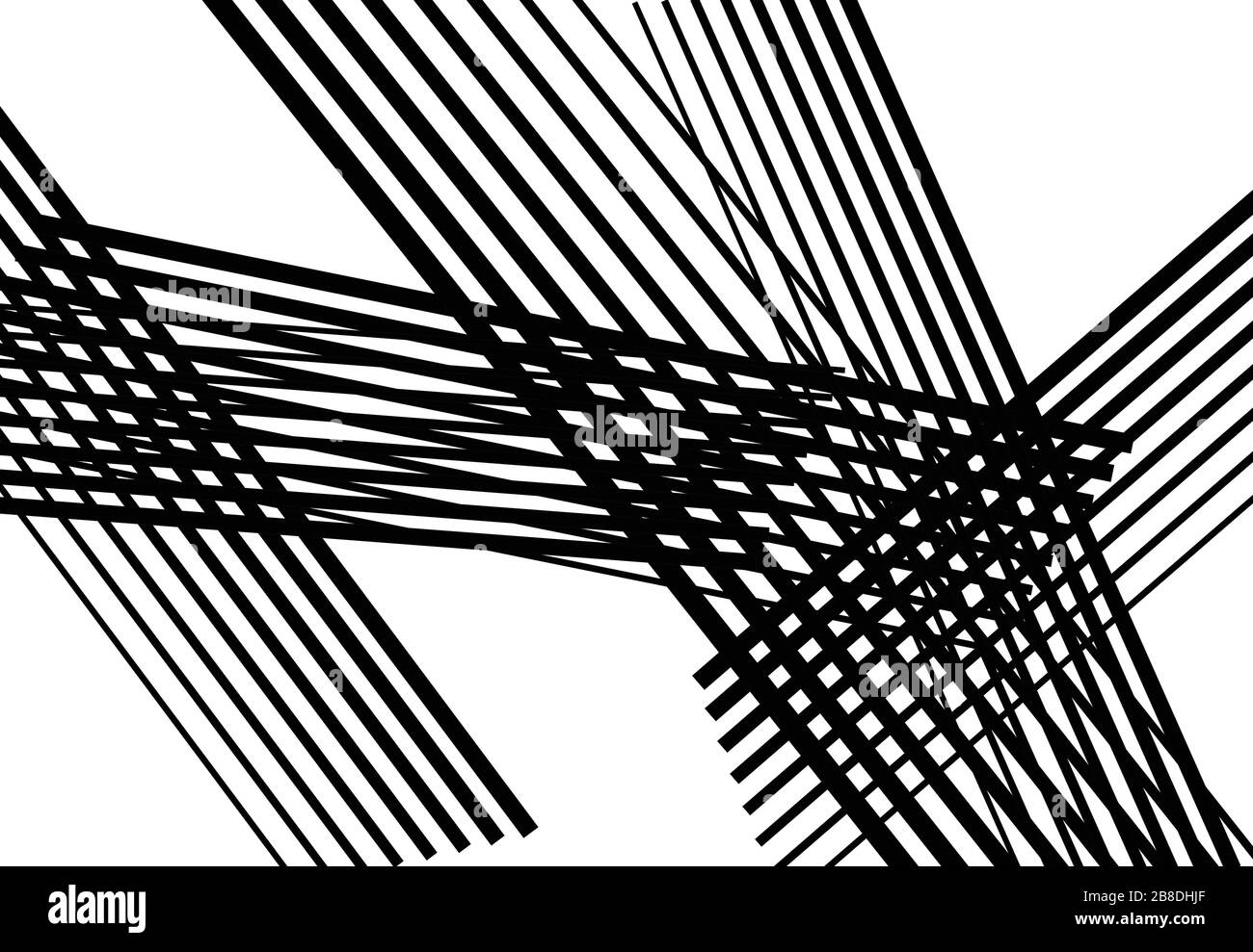 Abstract geometric art with random, chaotic lines. Straight crossing, intersecting lines texture ...