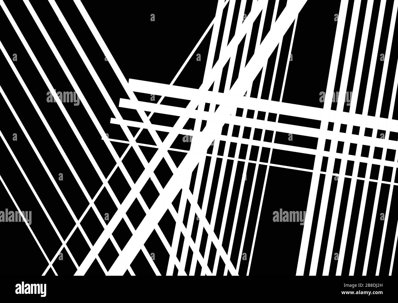 Abstract geometric art with random, chaotic lines. Straight crossing, intersecting lines texture ...