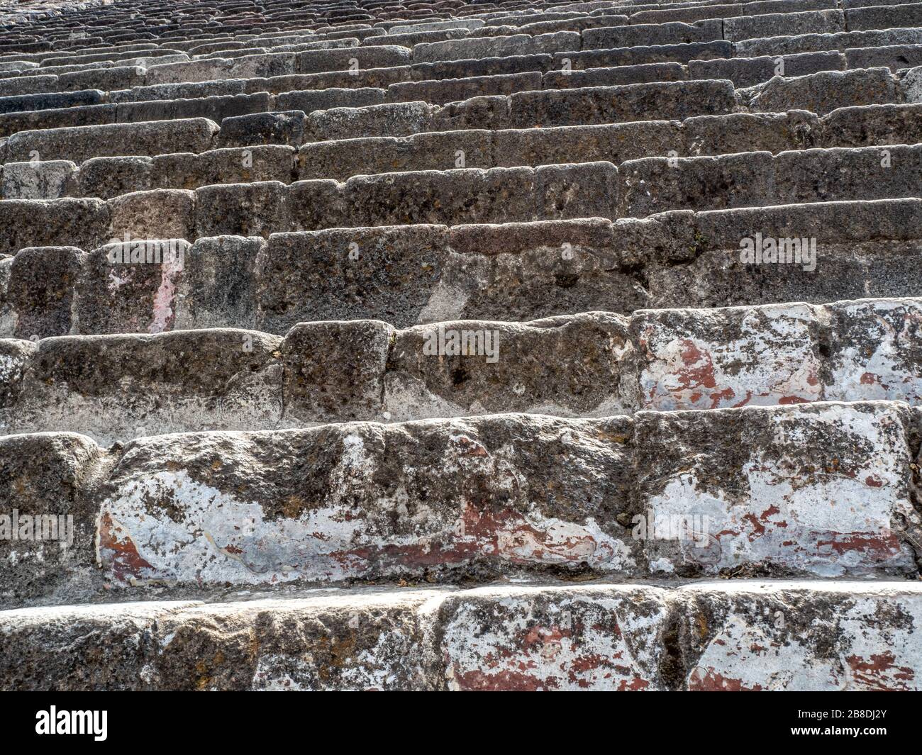 Close up of steps leading to the top of Teotihuacan, the Pyramid of the ...