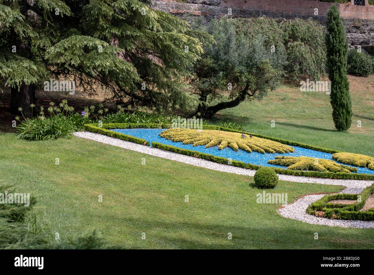 Rome 8 March 2020. The Vatican gardens of the papal residence, well ...