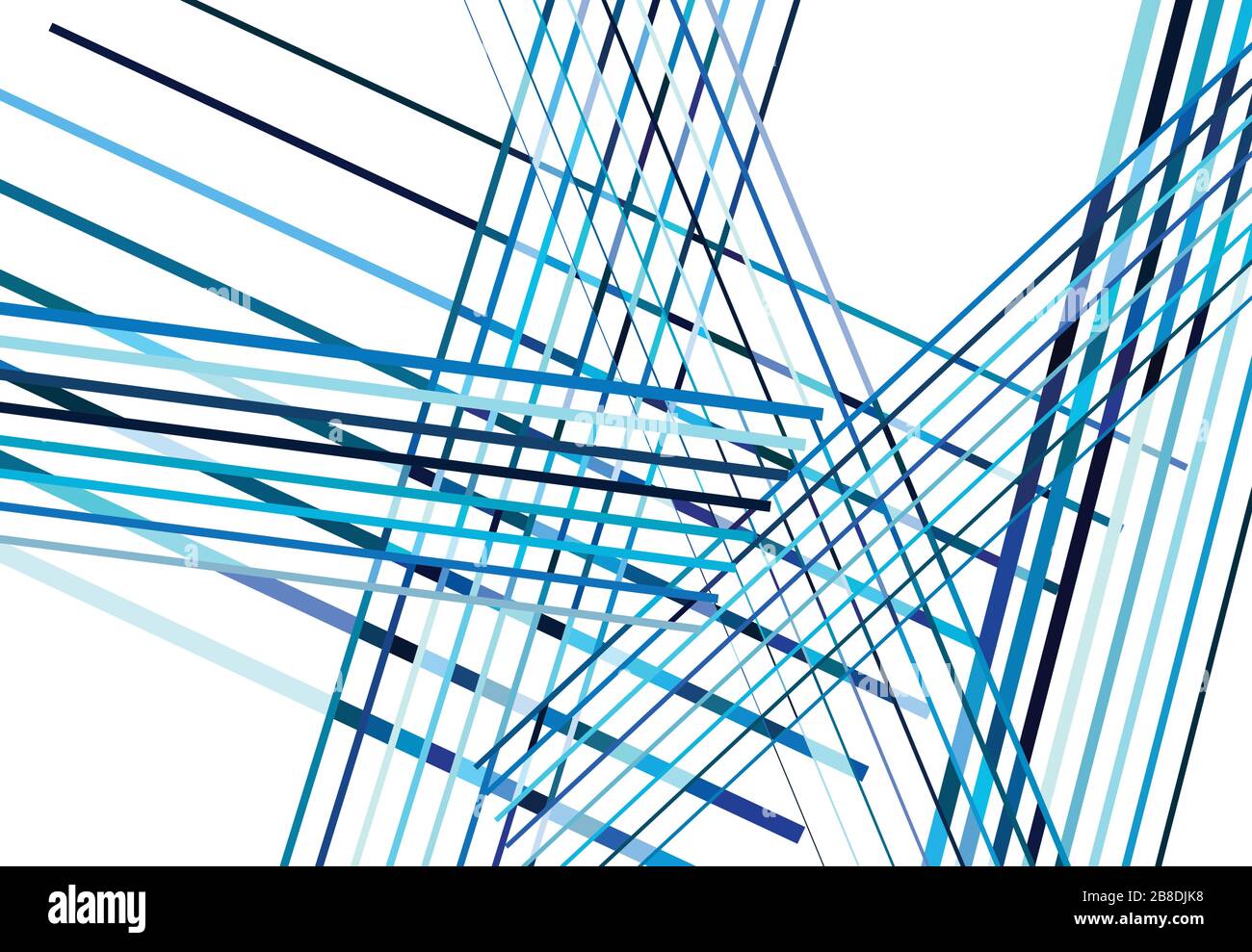 Colorful Blue Abstract geometric art with random, chaotic lines ...