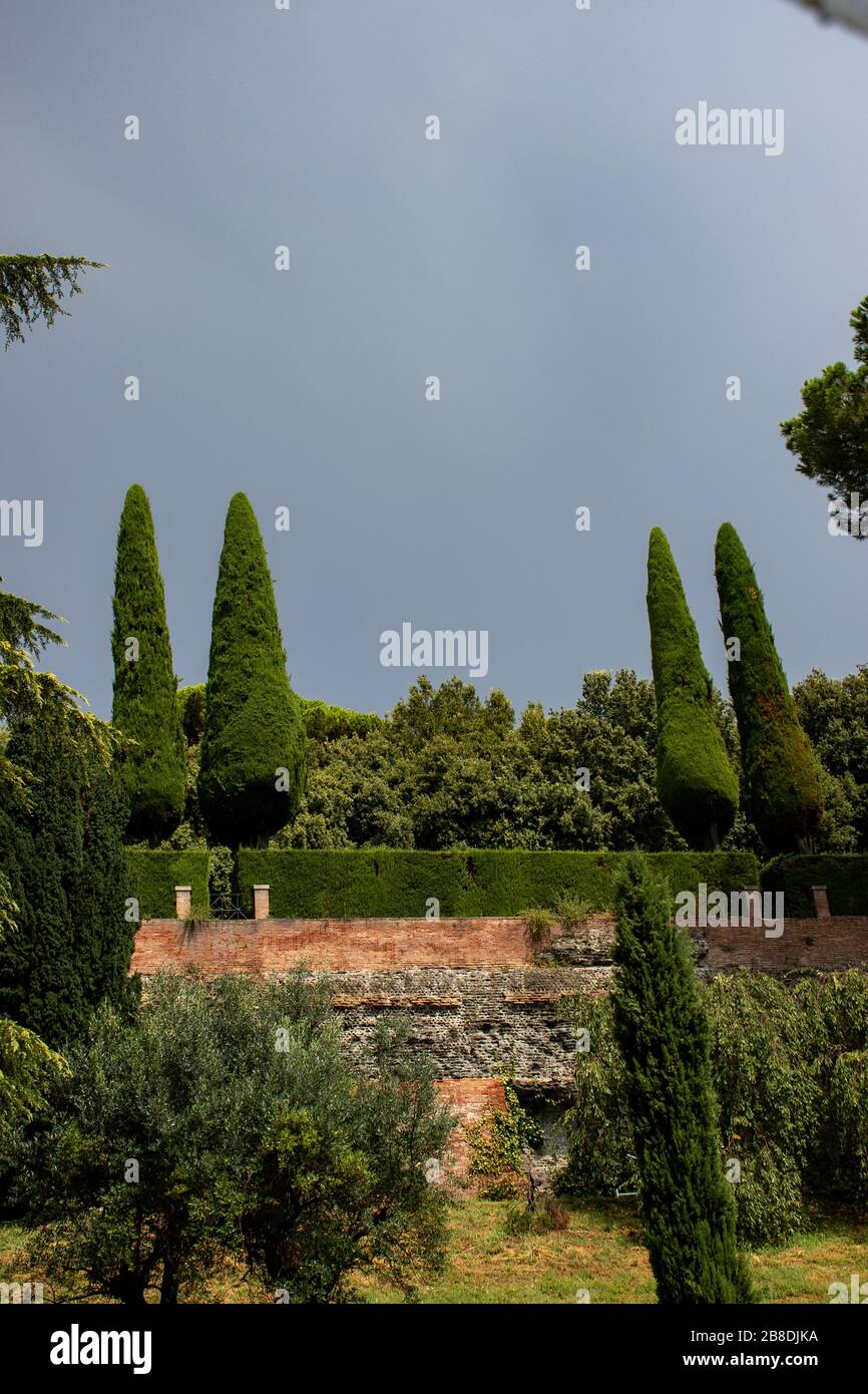 Rome 8 March 2020. The Vatican gardens of the papal residence, well ...
