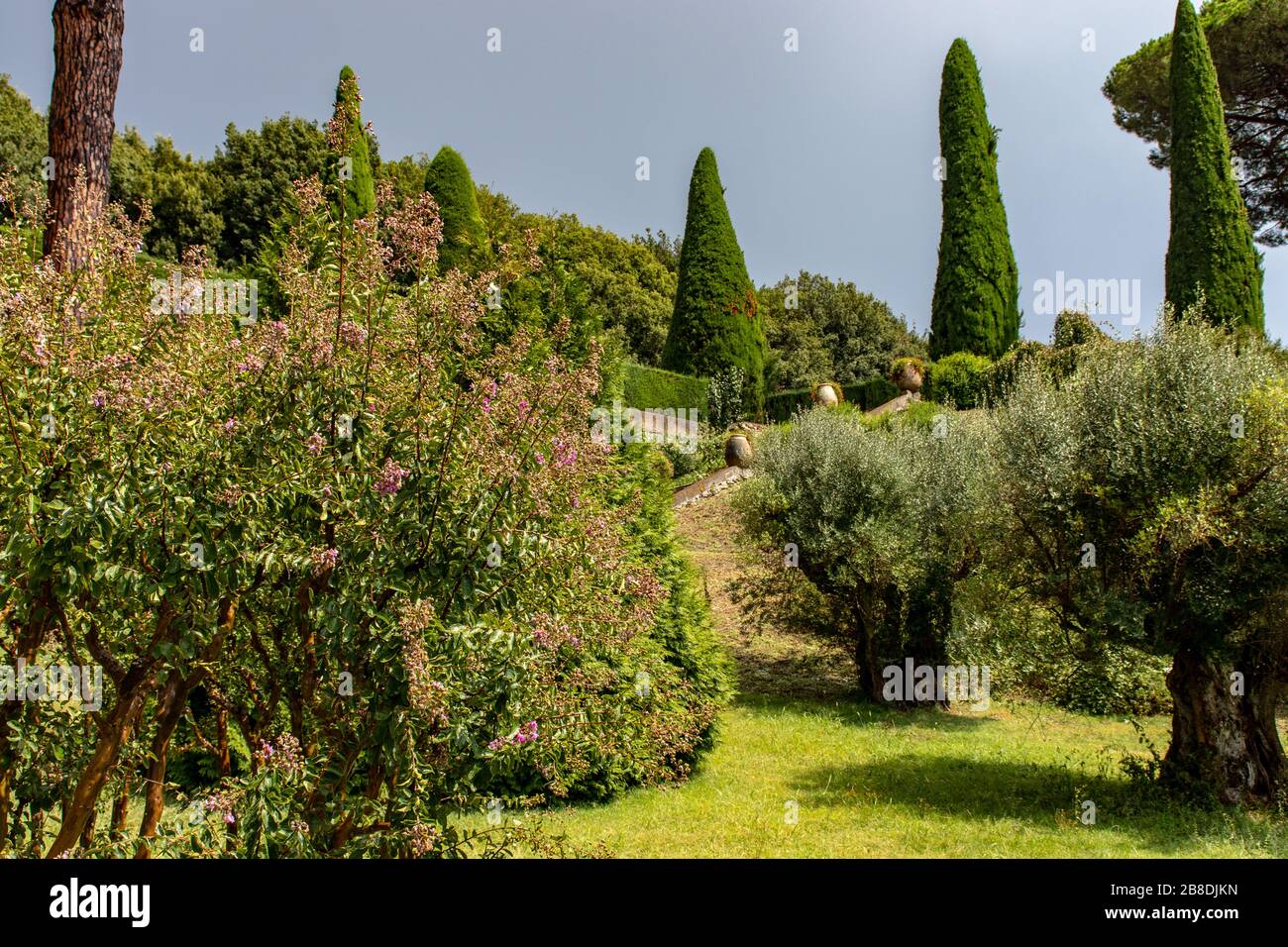 Rome 8 March 2020. The Vatican gardens of the papal residence, well ...