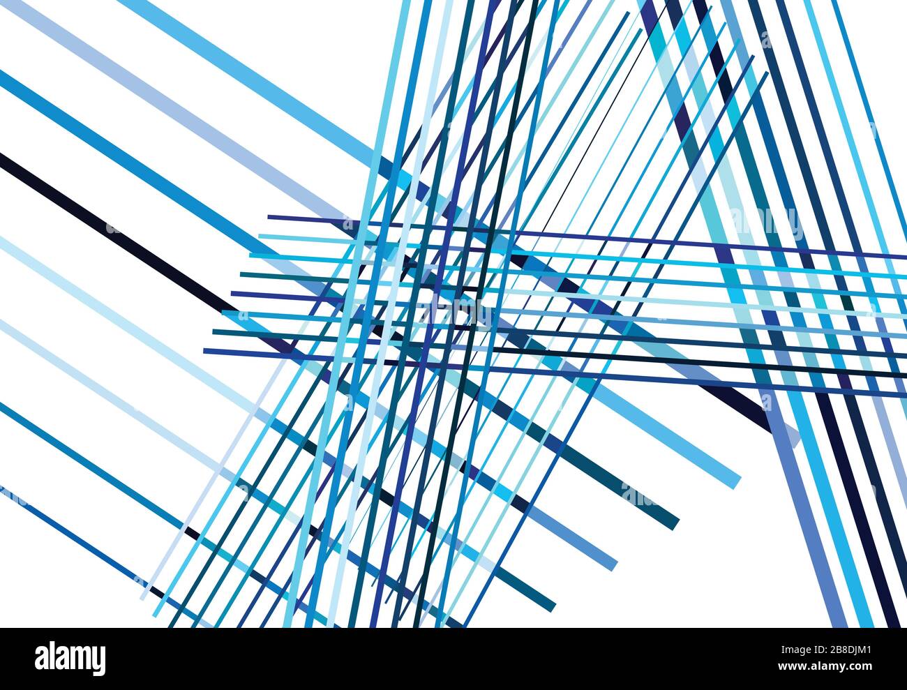 Colorful Blue Abstract geometric art with random, chaotic lines ...