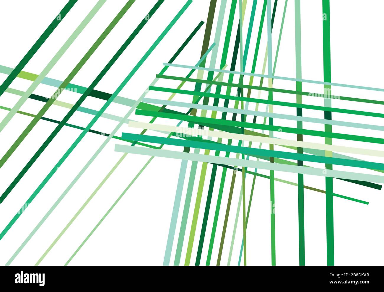 Colorful Green Abstract geometric art with random, chaotic lines. Straight crossing ...