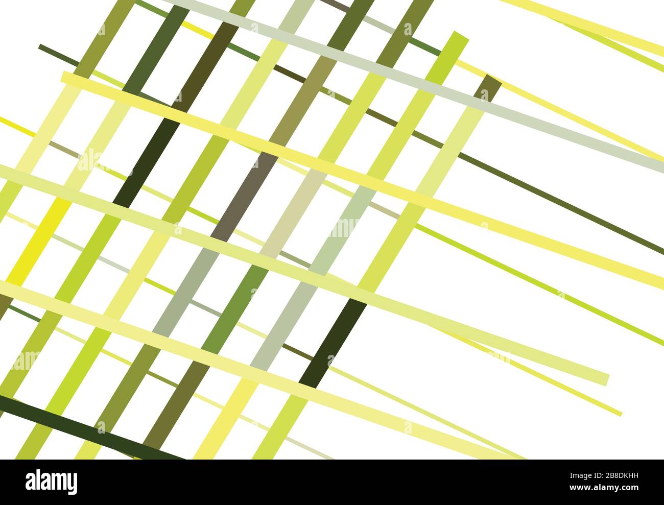 Colorful Yellow and Green Abstract geometric art with random, chaotic lines. Straight crossing ...