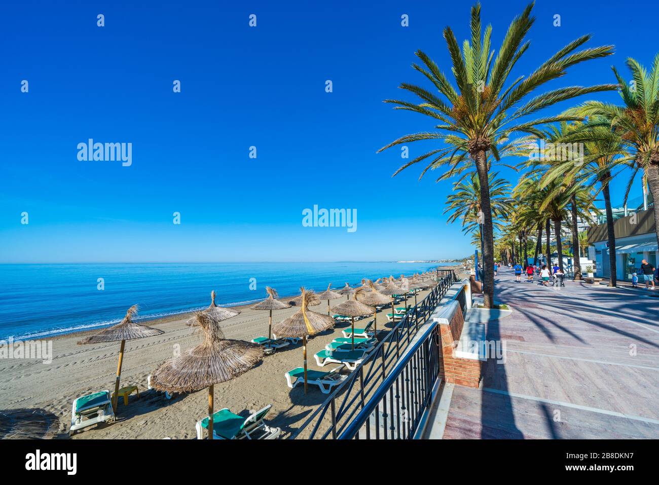 Paseo Maritimo seaside promenade, Marbella, Andalucia, Spain, Europe ...