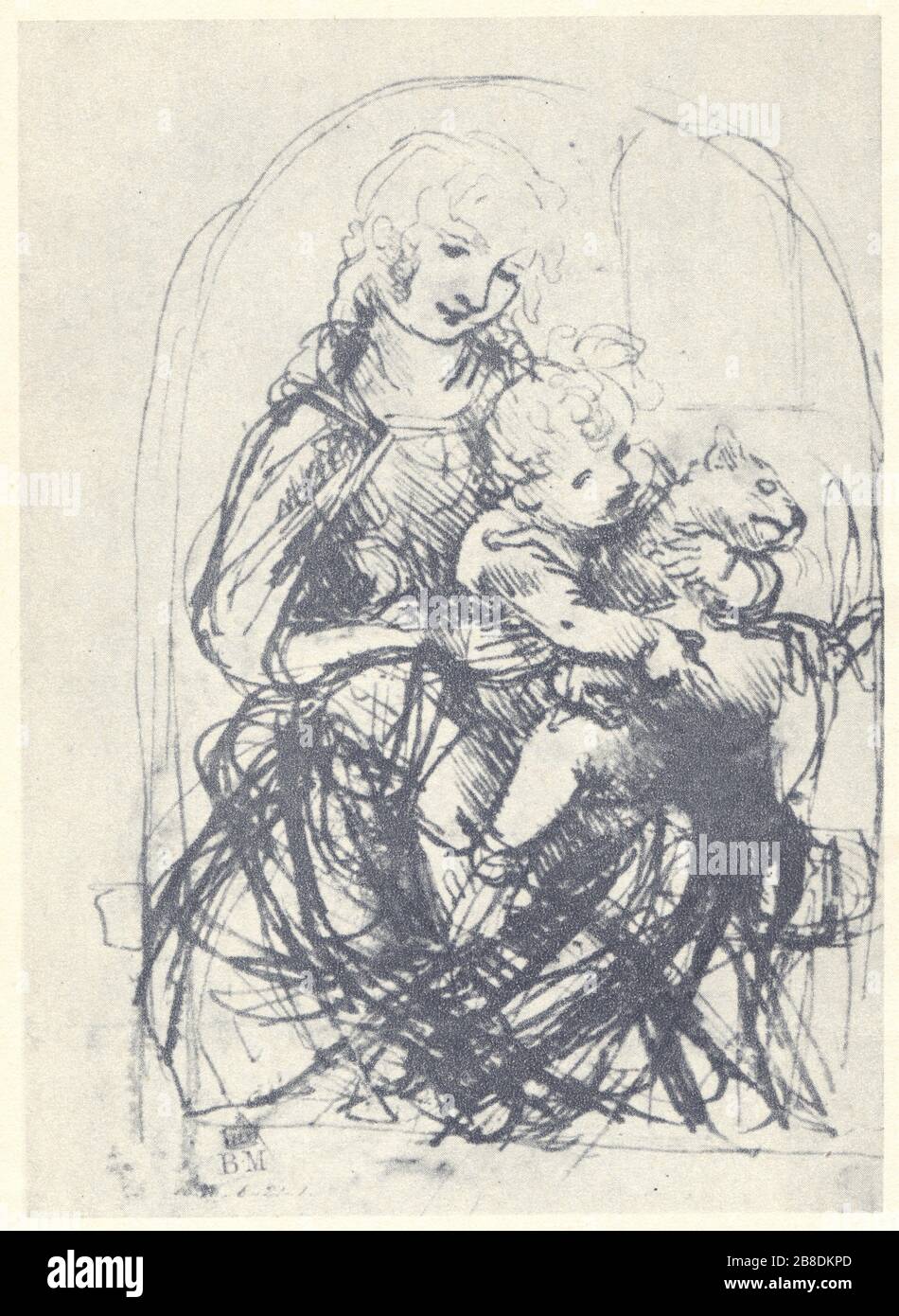 Leonardo da Vinci. Study for the Madonna with the Cat. 1478-1480 Stock ...