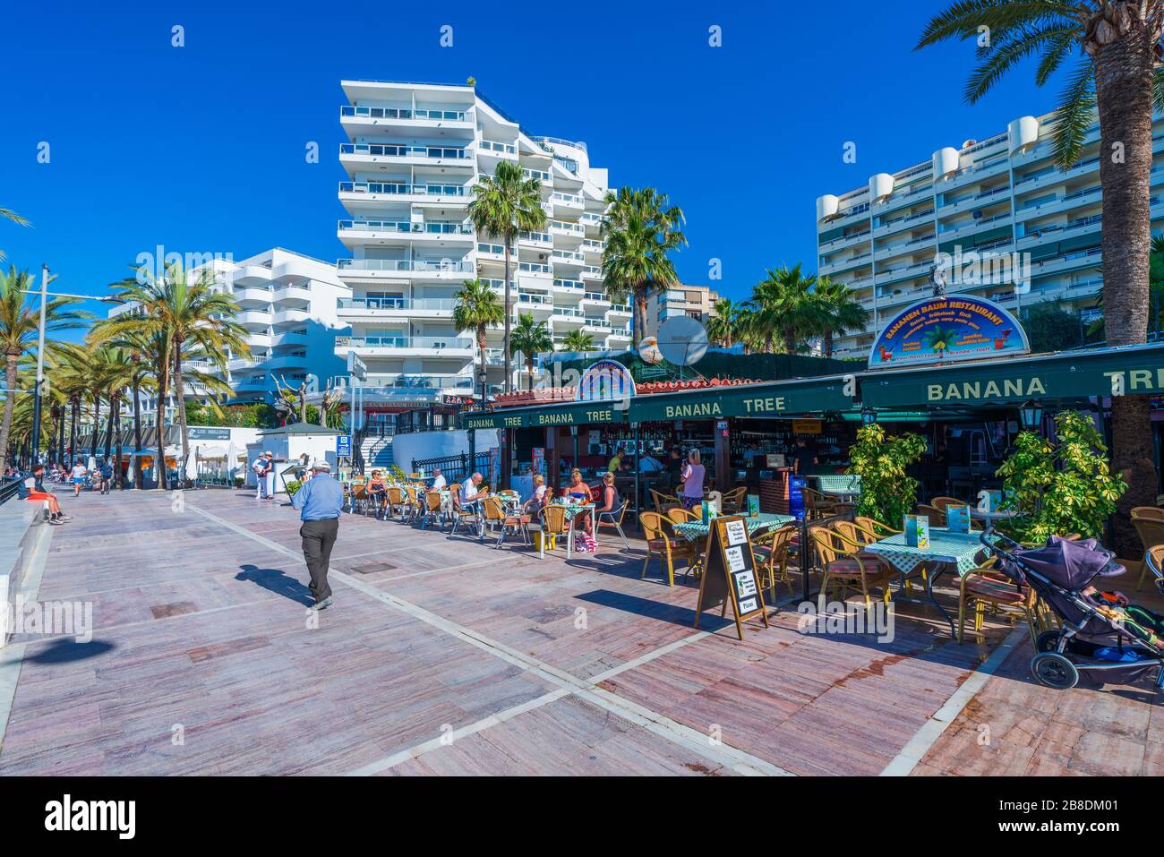Paseo Maritimo seaside promenade, Marbella, Andalucia, Spain, Europe ...