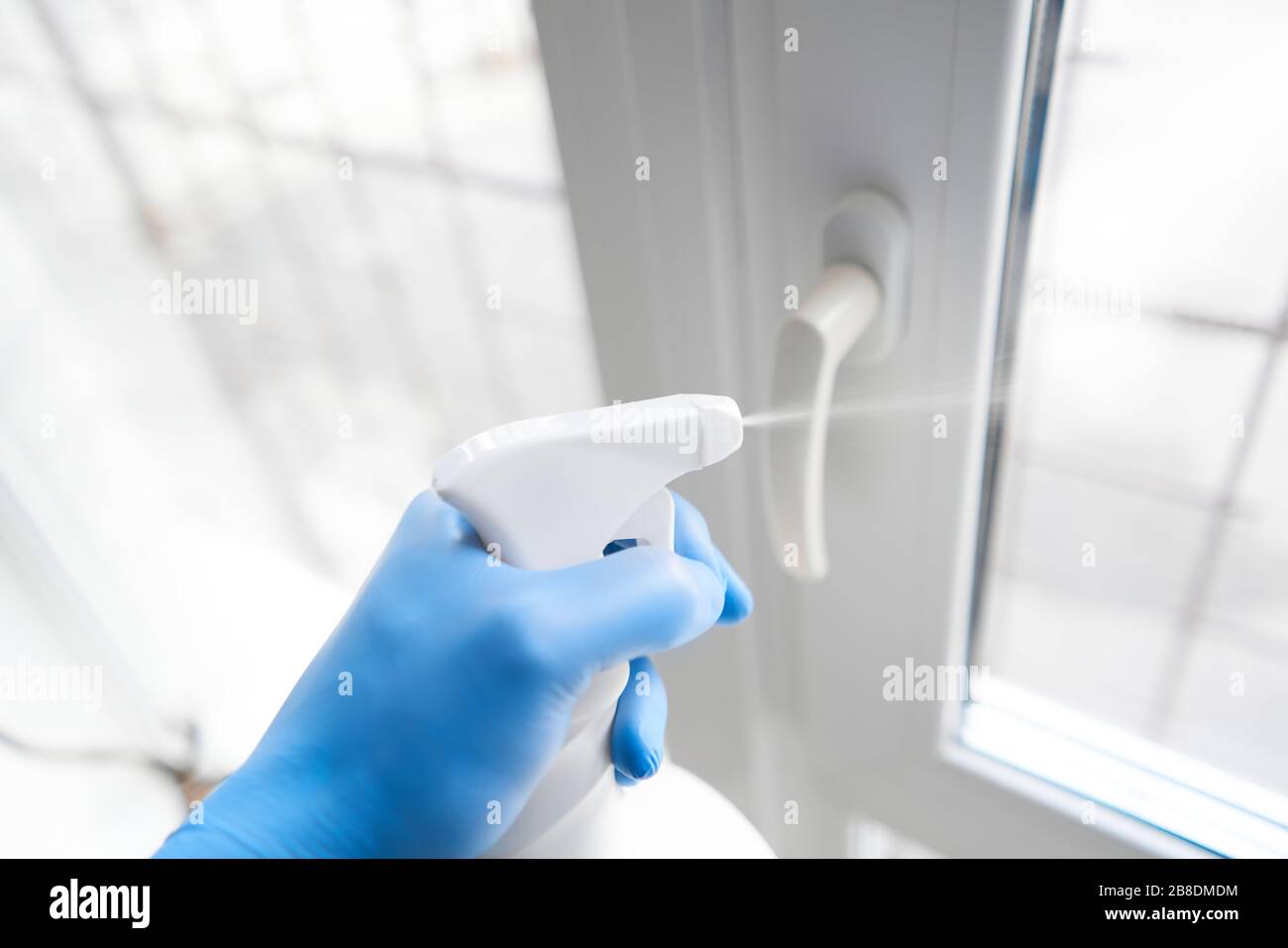 Disinfection, cleaning and washing of handle of the window. Prevention ...