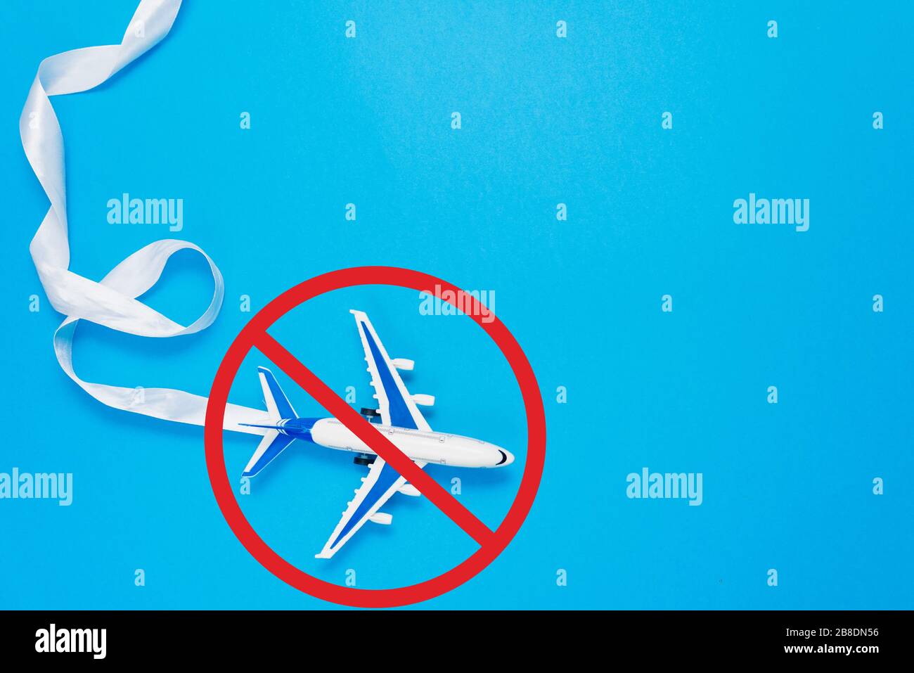 Ban on flights of civil aircraft. Prohibition sign. Cancellation of ...