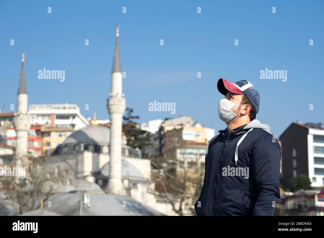 Turkish man wearing the face mask against Corona virus (covid-19) on ...
