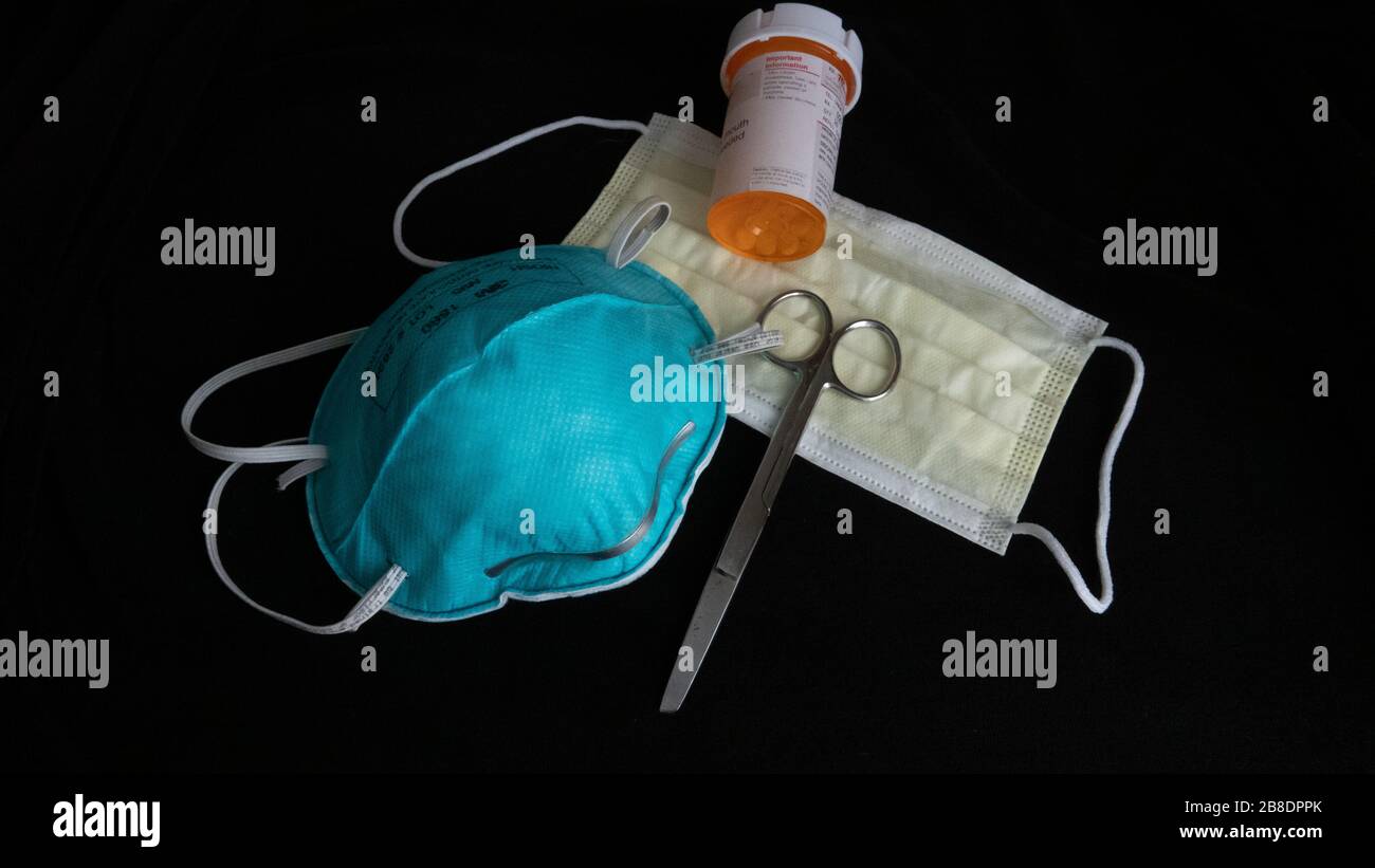 Sunnyvale,CA/USA-March 21,2020- Medical NIOSH respirator mask, surgical ...