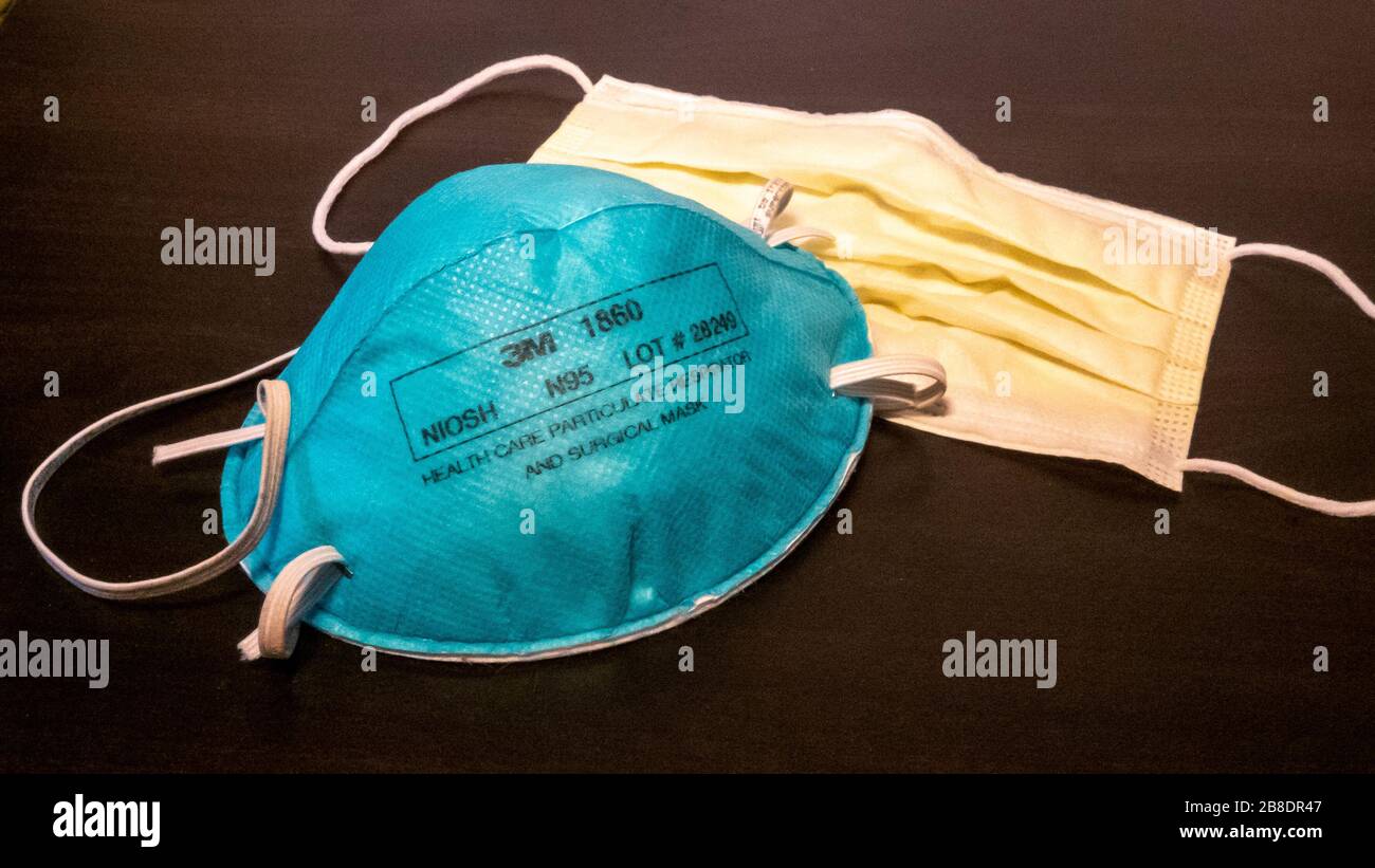 Sunnyvale,CA/USA-March 21,2020- Medical NIOSH respirator mask, surgical ...