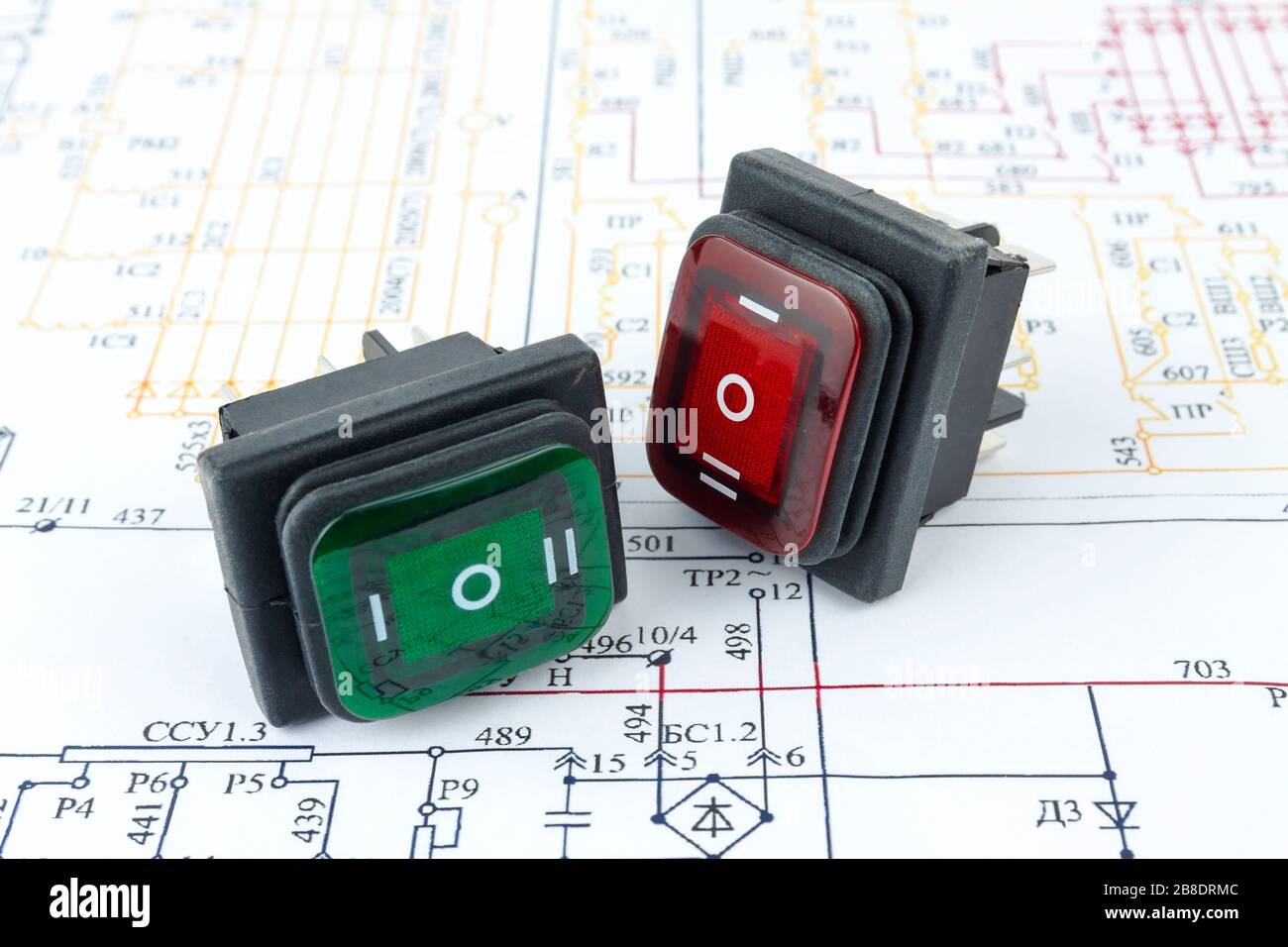 Electrical switches lie on the electronic circuit Stock Photo - Alamy