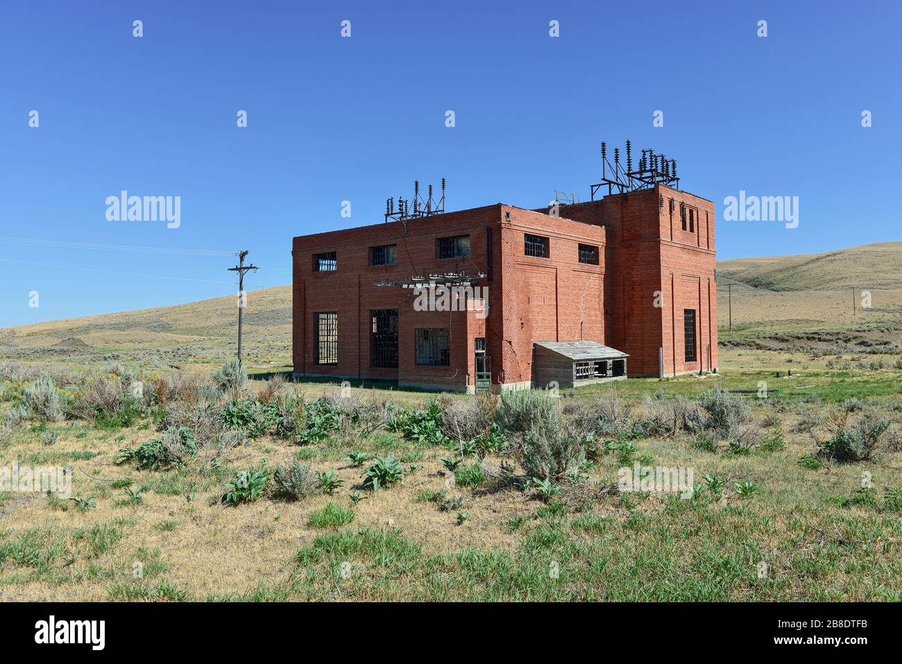 The shell of an abandoned electrical substation in Montana, USA Stock ...