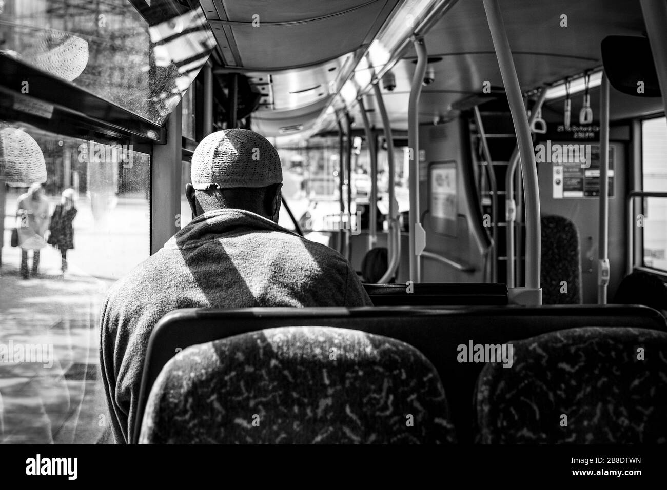 Inside london bus Black and White Stock Photos & Images - Alamy