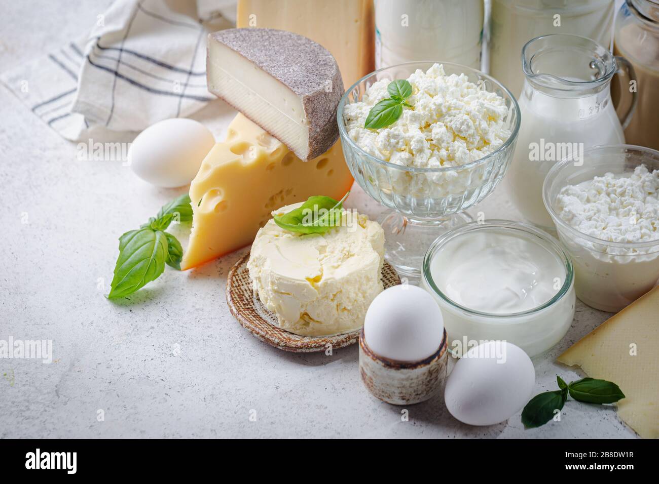 Fresh dairy products Stock Photo - Alamy